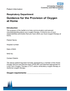 Fillable Online Guidance for the Provision of Oxygen at Home Fax Email ...