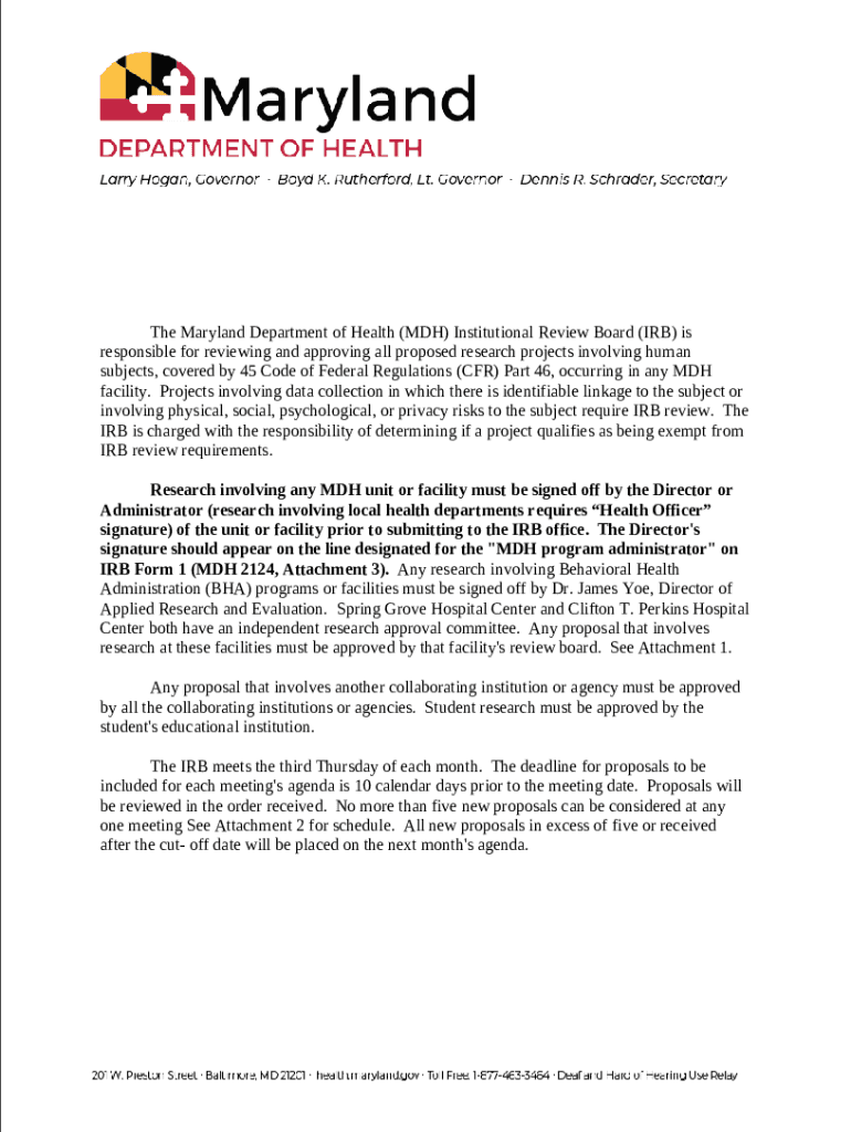 Online IRB s - Maryland Department of Health ... Doc Template | pdfFiller