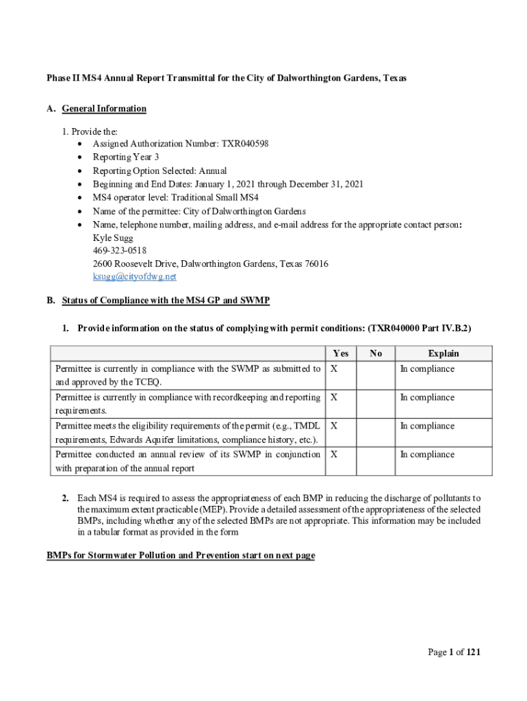 Fillable Online Phase II (Small) MS4 Annual Report Form - Ellis County ...