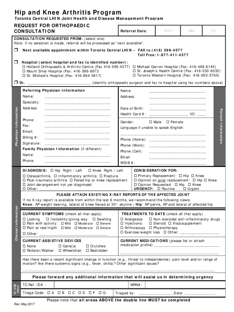 Fillable Online Request for Orthopaedic Consultation Fax Email Print ...