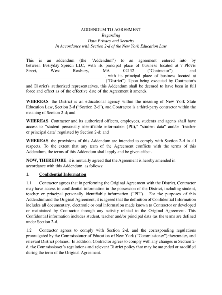 Fillable Online addendum to agreement Fax Email Print - pdfFiller