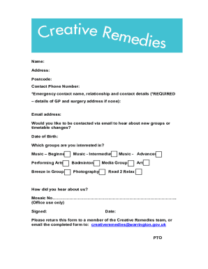 Fillable Online Registration Form - Adults - The Walcote Practice Fax ...