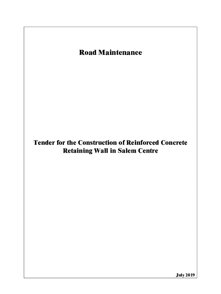 Fillable Online Tender for the Construction of Reinforced Concrete Retaining ... Fax Email Print ...