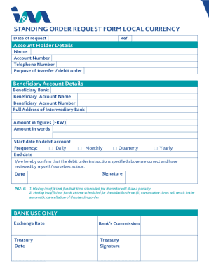Fillable Online Standing order Request Form LCY160420DW Fax Email Print - pdfFiller