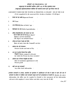 Fillable Online Proforma III ASSESSMENT FORM FOR TECHNICAL ... Fax ...