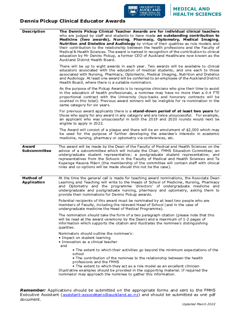 Fillable Online Fillable Online fmhs auckland ac Dennis Pickup Clinical Educator ... Fax Email ...