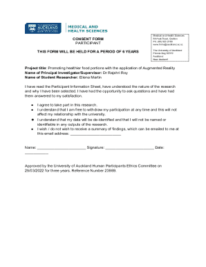 Fillable Online Research Consent and Authorization Form ...