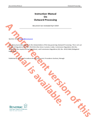 Fillable Online Outward Processing - Revenue Fax Email Print - pdfFiller