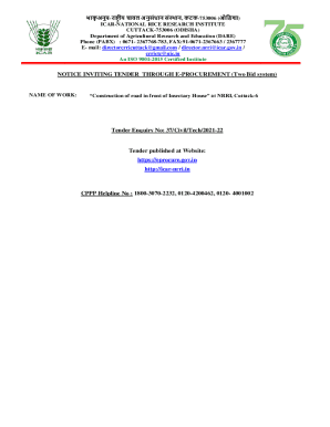 Fillable Online NOTICE INVITING TENDER THROUGH E-PROCUREMENT ... Fax ...