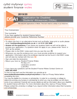 Fillable Online DSA1 Form Application for Disabled - 2022/23 Fax Email ...