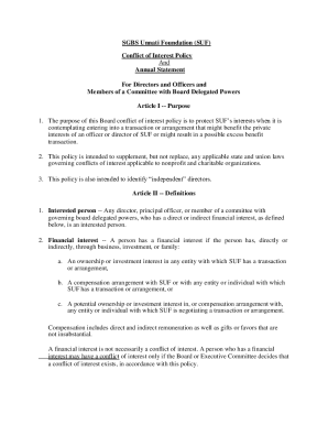 Fillable Online Sample Conflict-of-Interest Policies - BoardSource Fax ...