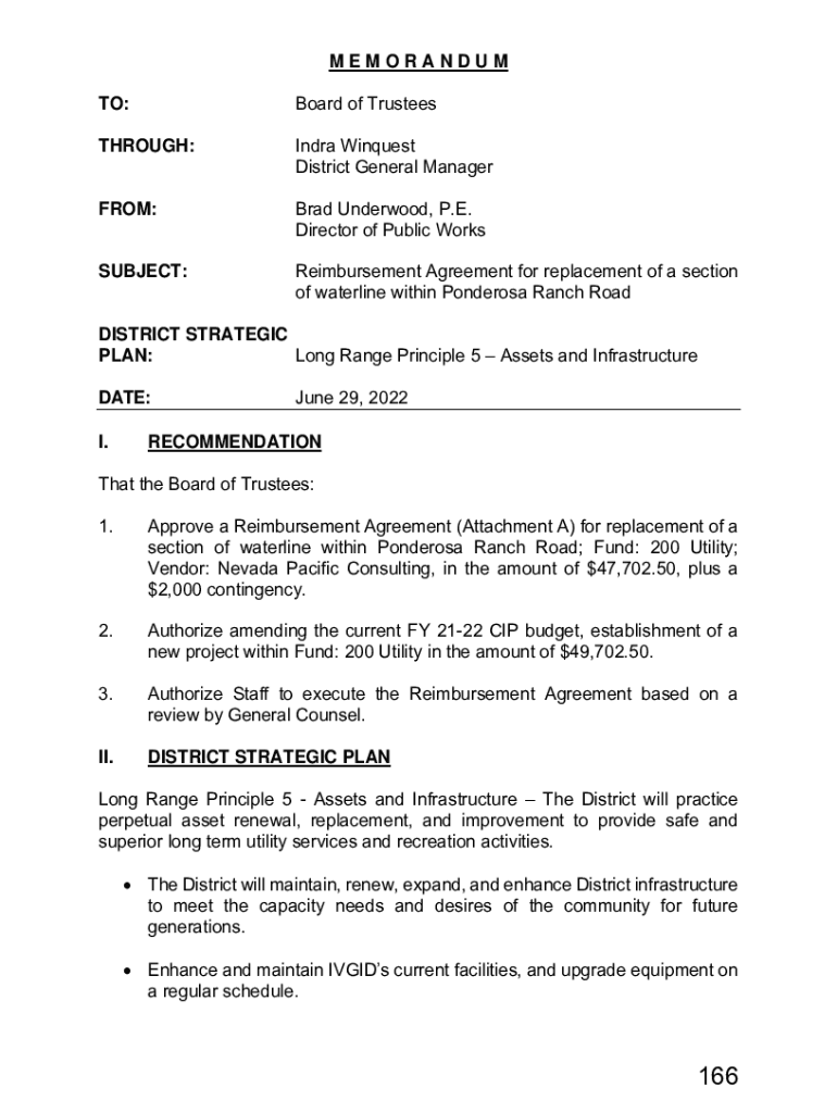 Fillable Online Reimbursement Agreement - Stanislaus County Fax Email ...