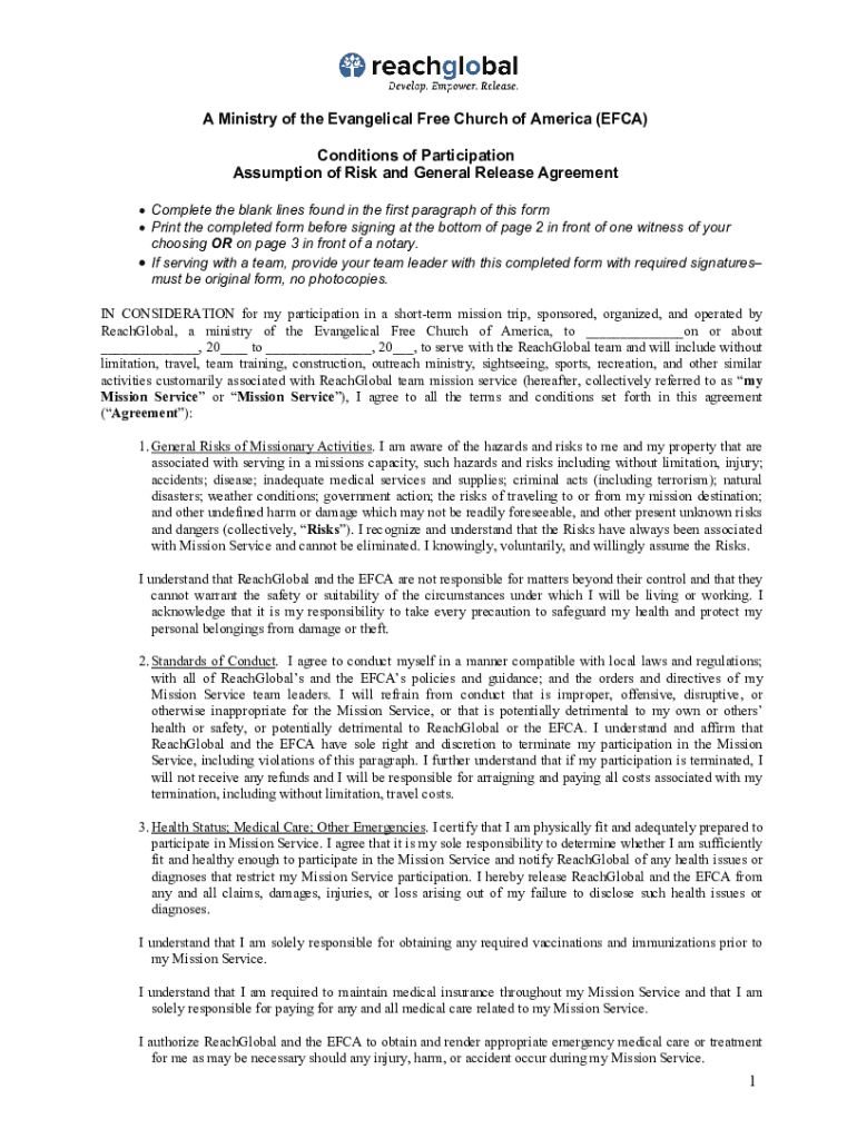 Fillable Online Assumption of Risk, Release and Indemnity Agreement Fax Email Print - pdfFiller