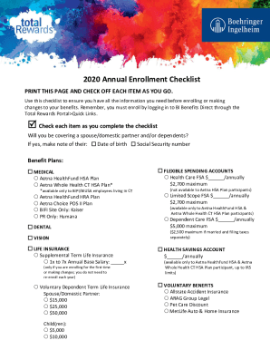 Fillable Online Open Enrollment Checklist - Legacy Community Health Fax ...