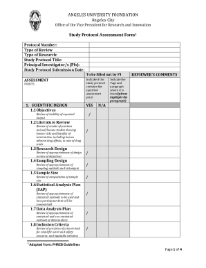 Fillable Online Study Protocol Assessment Form1 Fax Email Print - pdfFiller