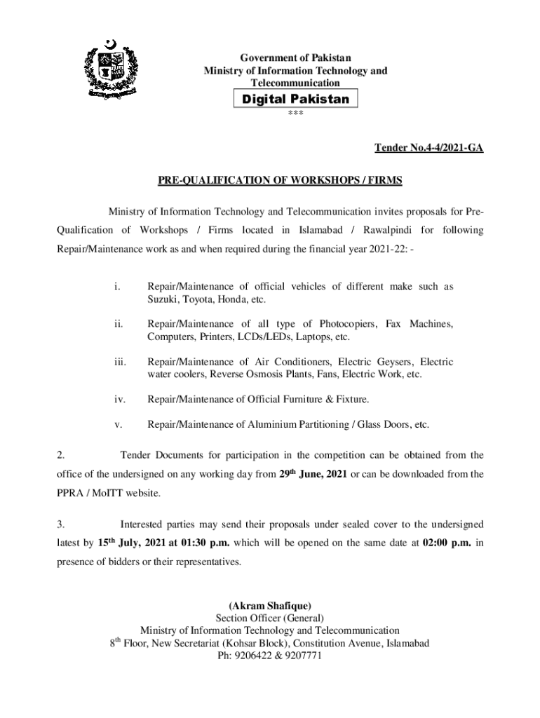 Fillable Online PPRA SERVICES PORTAL :: EoI/ Quotations / Pre ...