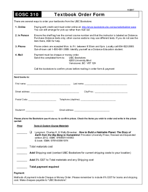 Fillable Online Order Forms And Online Catalogues - UBC Bookstore Fax ...