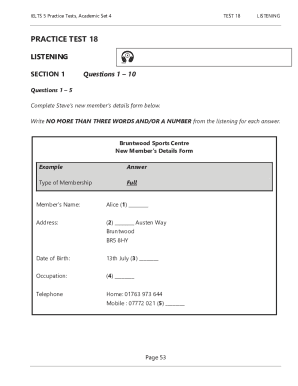 Fillable Online IELTS Listening Recent Actual Test with Answers ...