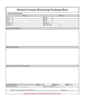 Fillable Online paruluniversity ac Mentor-Mentee Tracking Sheet format ...