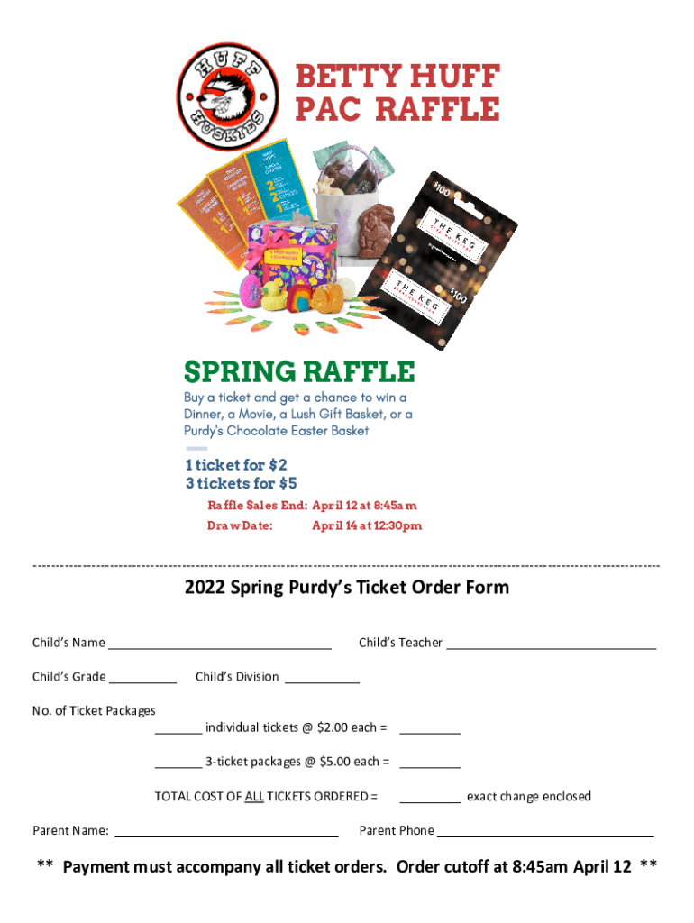Fillable Online 2022 Spring Raffle Ticket Order Form - NET Fax Email ...