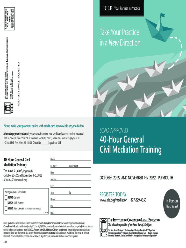 Fillable Online 40-Hour General Civil Mediation Training - ICLE Fax Email Print - pdfFiller