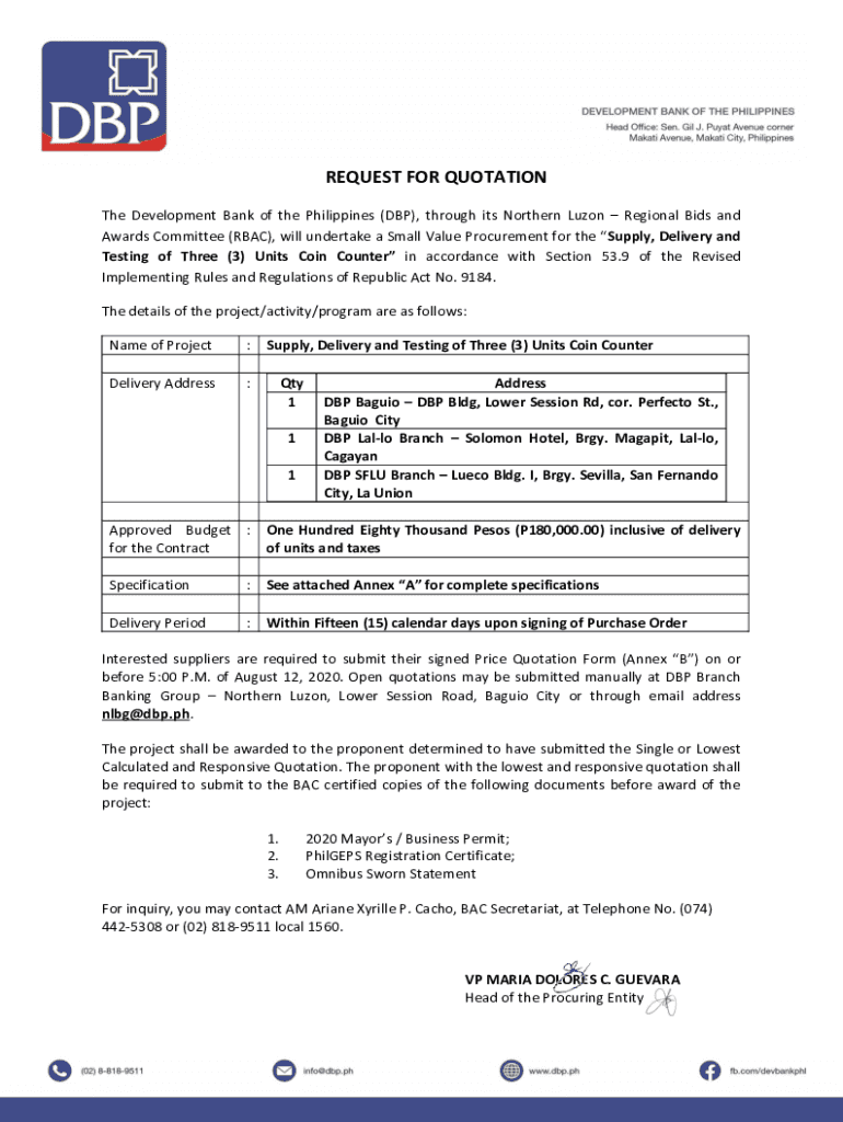 Fillable Online The Development Bank of the Philippines (DBP), through ...