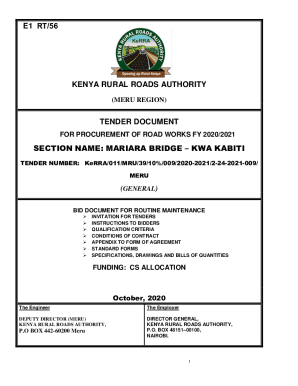 Fillable Online KWA KABITI - Kenya Rural Roads Authority Fax Email ...