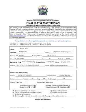 Fillable Online FINAL PLAT & MASTER PLAN Fax Email Print - pdfFiller