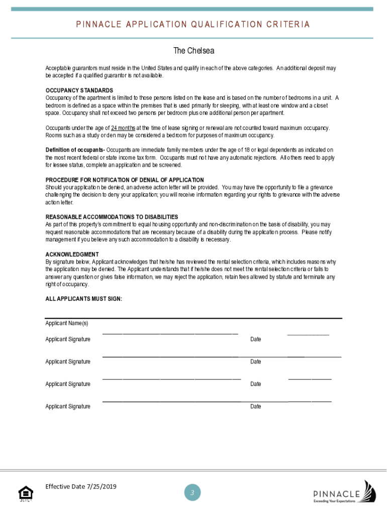 Fillable Online Screening Criteria and Fee DisclosurePinnacle ...