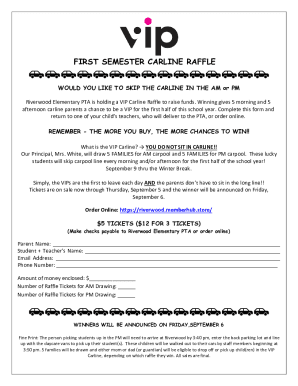 Fillable Online FIRST SEMESTER CARLINE RAFFLE Fax Email Print - pdfFiller
