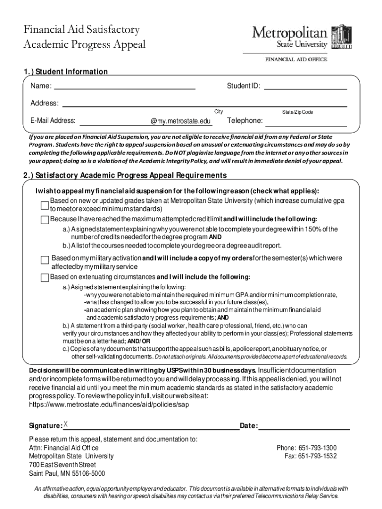 Fillable Online Satisfactory Academic Progress - Financial Aid - Illinois State Fax Email Print ...