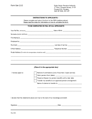 Fillable Online Form Gen 2/12 - Isle of Man Government Fax Email Print ...