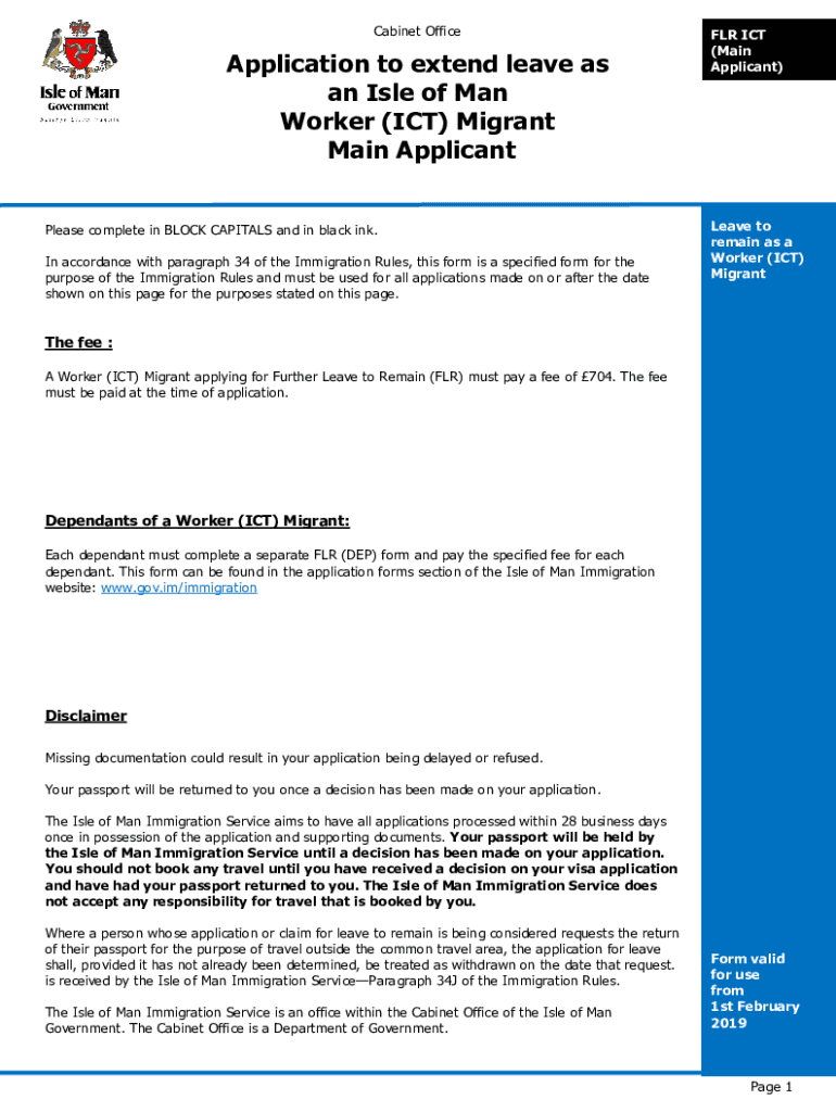 Fillable Online Application to extend leave as an Isle of Man Worker (ICT ... Fax Email Print ...