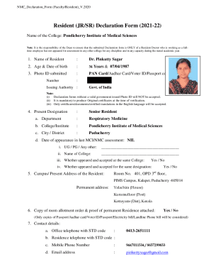 Fillable Online Resident (JR/SR) Declaration Form (2021-22) Fax Email ...