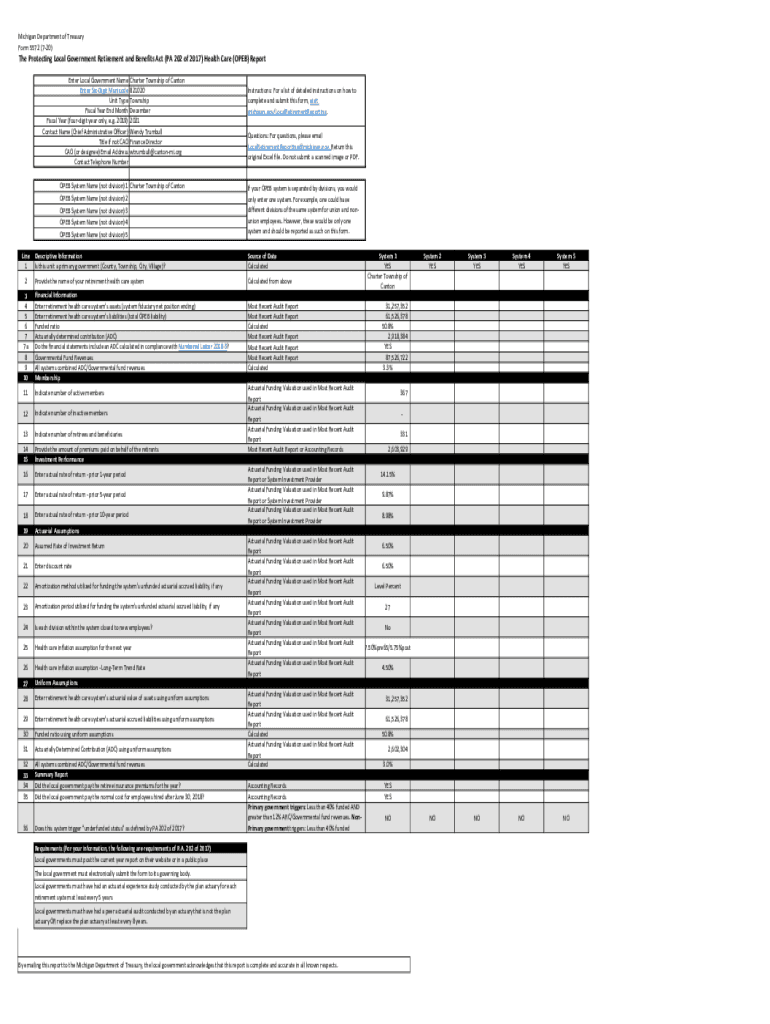 Fillable Online Pension and OPEB Form 5572 Canton Township 2021.xlsx ...