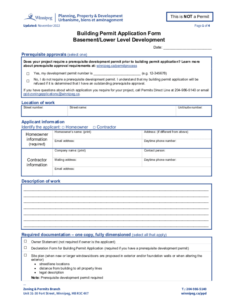 Fillable Online Basement/Lower Level Development Building Permit ...