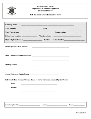 Fillable Online dbr ri Risk Retention Group Information Form - RI DBR ...