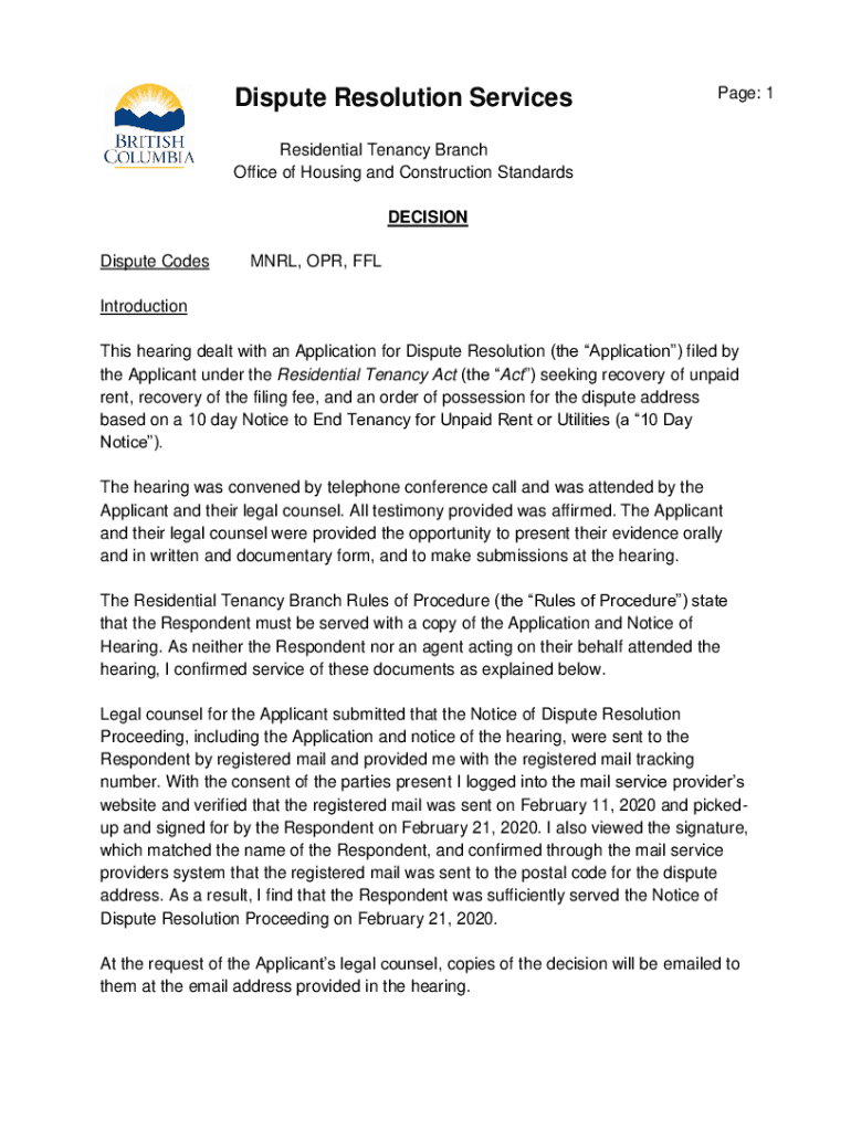 Fillable Online Tenant's Application for Dispute Resolution Current Tenancy ... Fax Email Print ...