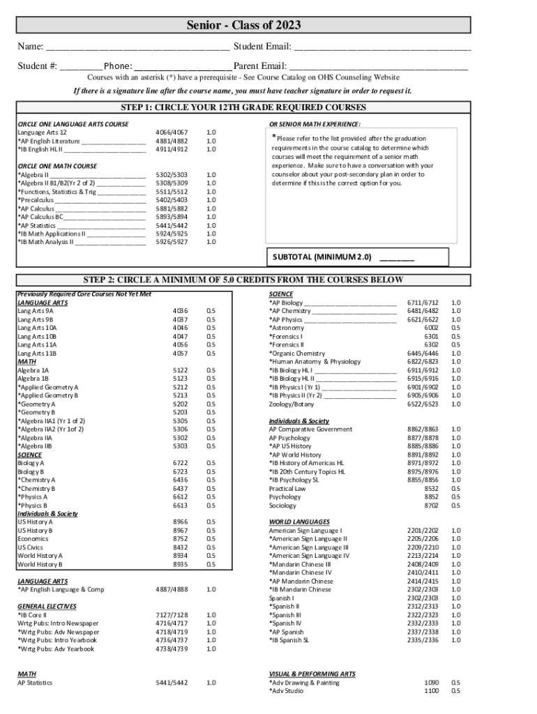 Fillable Online Personal Information Sheet for High School Students ...