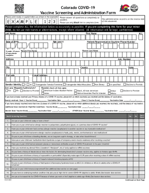 Fillable Online Colorado COVID-19 Vaccine Screening and ...