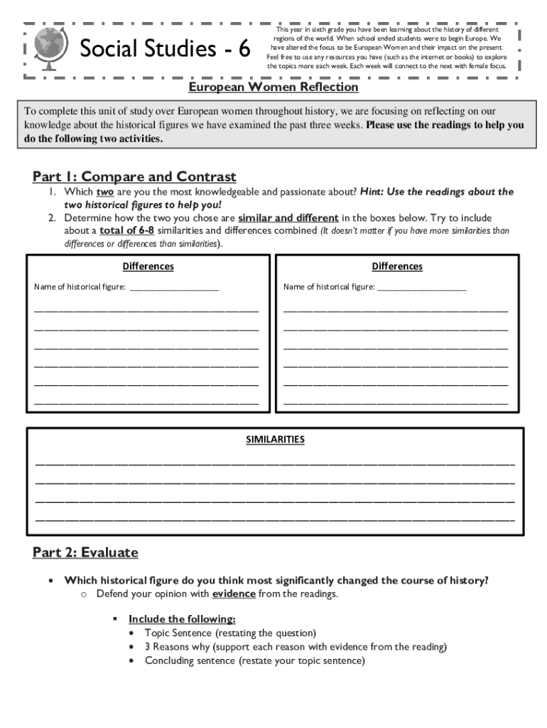 Fillable Online 6th Grade Social Studies Europe History Unit ...