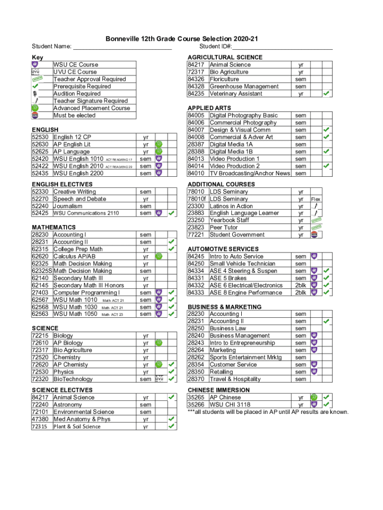 Fillable Online bonneville wsd WSU CE Course Fax Email Print - pdfFiller