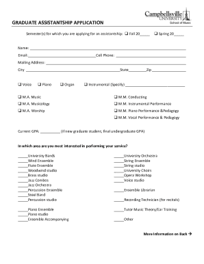 Fillable Online Graduate Assistantship Application - University of South Florida Fax Email Print ...