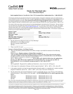 Fillable Online (for Maryland only) Prior Authorization Request Fax ...