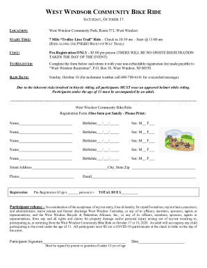 Fillable Online Community Bike Ride Registration form Fax Email Print ...