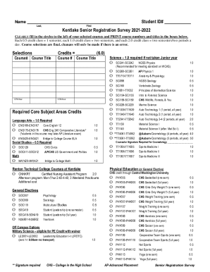 Fillable Online KL Senior Registration Survey 2021-2022 - Kent School ...