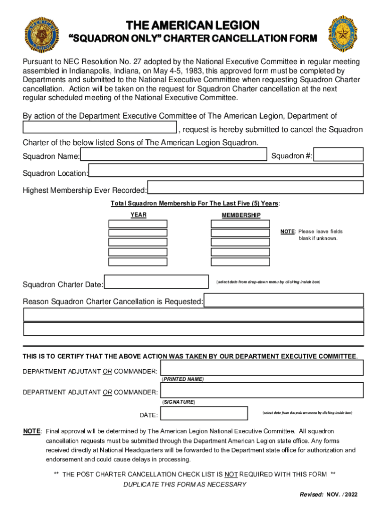 Fillable Online SAL (Sqdn Only) Cancel Form--fillable - American Legion ...