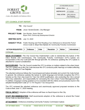 Fillable Online CITY COUNCIL STAFF REPORT TO: City ... - Forest Grove ...