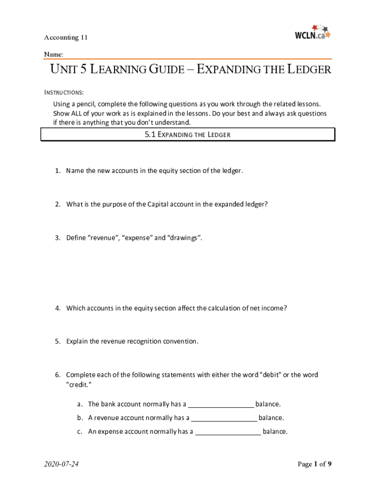Fillable Online The Expanded Ledger DR/CR Rules Pt. 1 - YouTube Fax ...