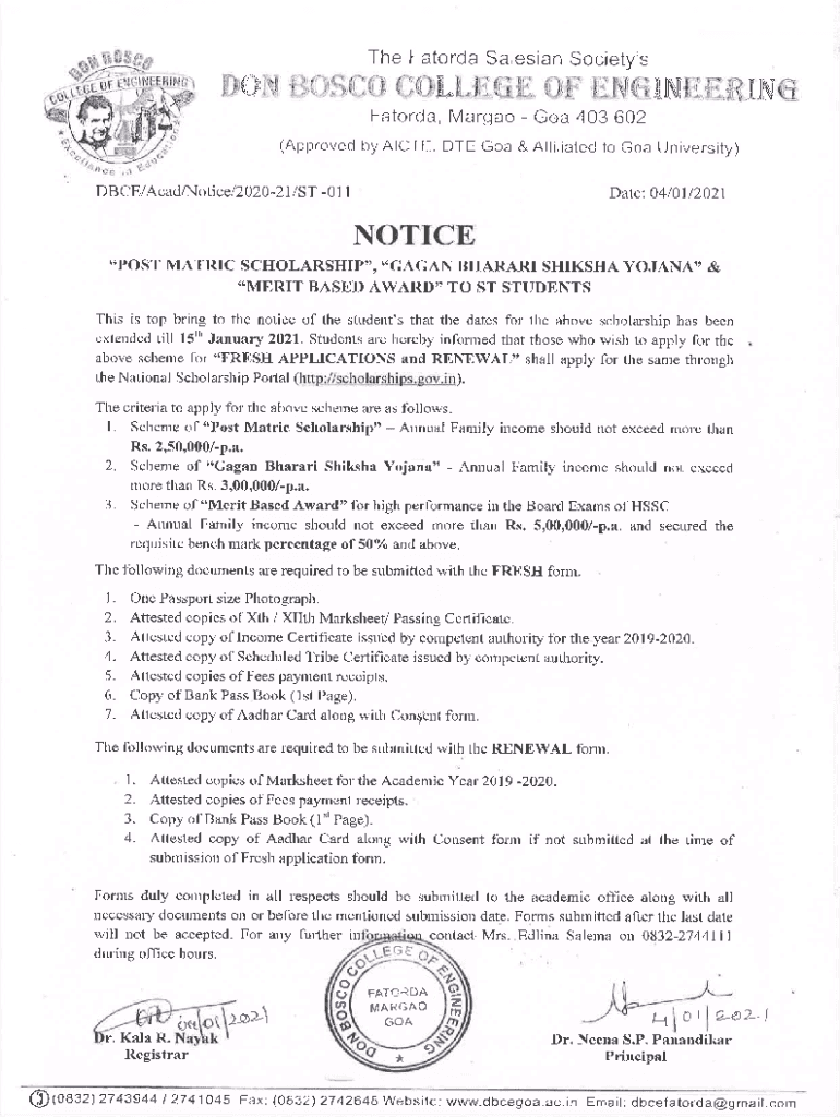 Fillable Online Application for the Post Matric Scolarship Scheme and Gagan ... Fax Email Print ...